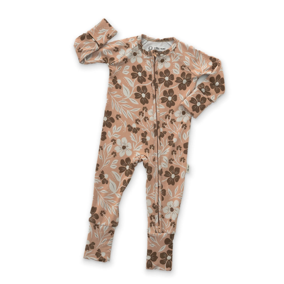 Floral Baby Zipper Romper Pajama in Stretchy Bamboo – Soft, Cozy Fit ...